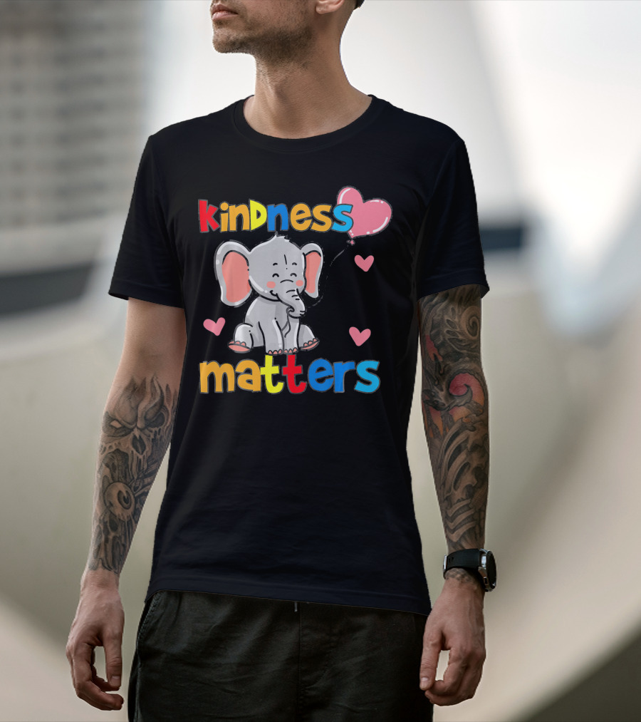 Kindness Matters Autism Awareness Elephant With Hearts T-Shirt