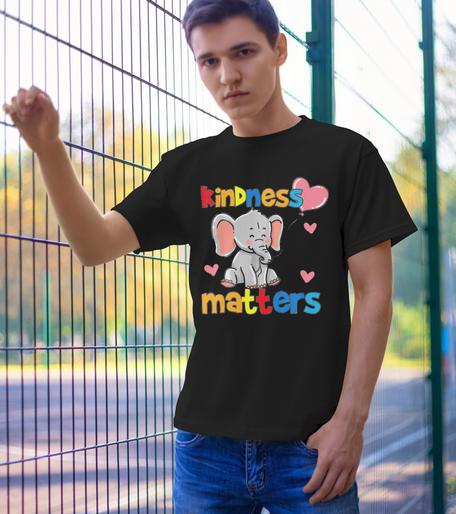 Kindness Matters Autism Awareness Elephant With Hearts T-Shirt