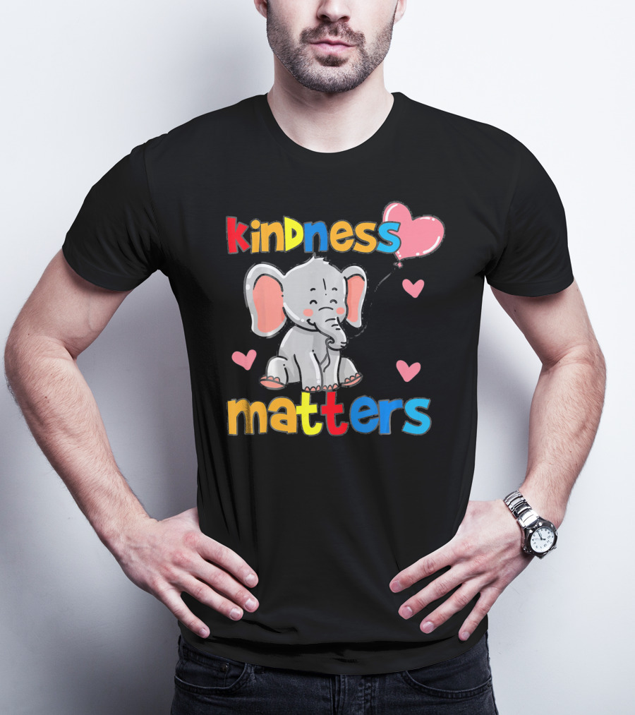 Kindness Matters Autism Awareness Elephant With Hearts T-Shirt