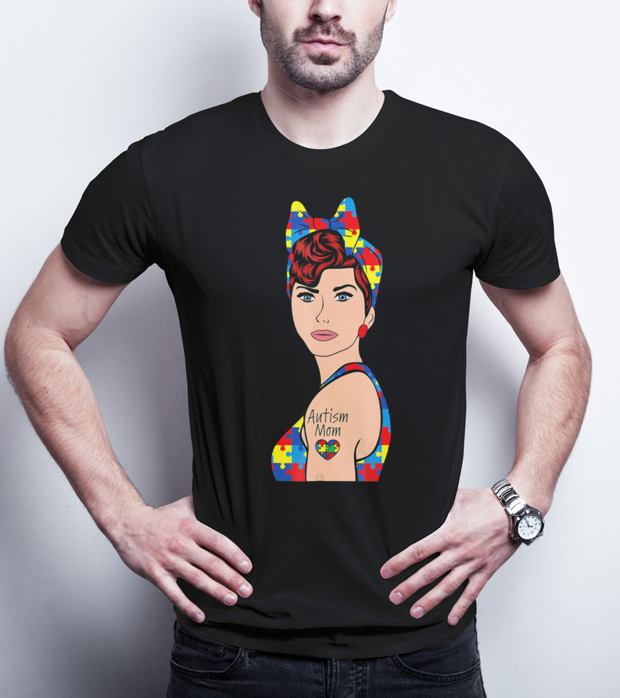 Autism Mom Autism Awareness Puzzle Heart Strong T-Shirt