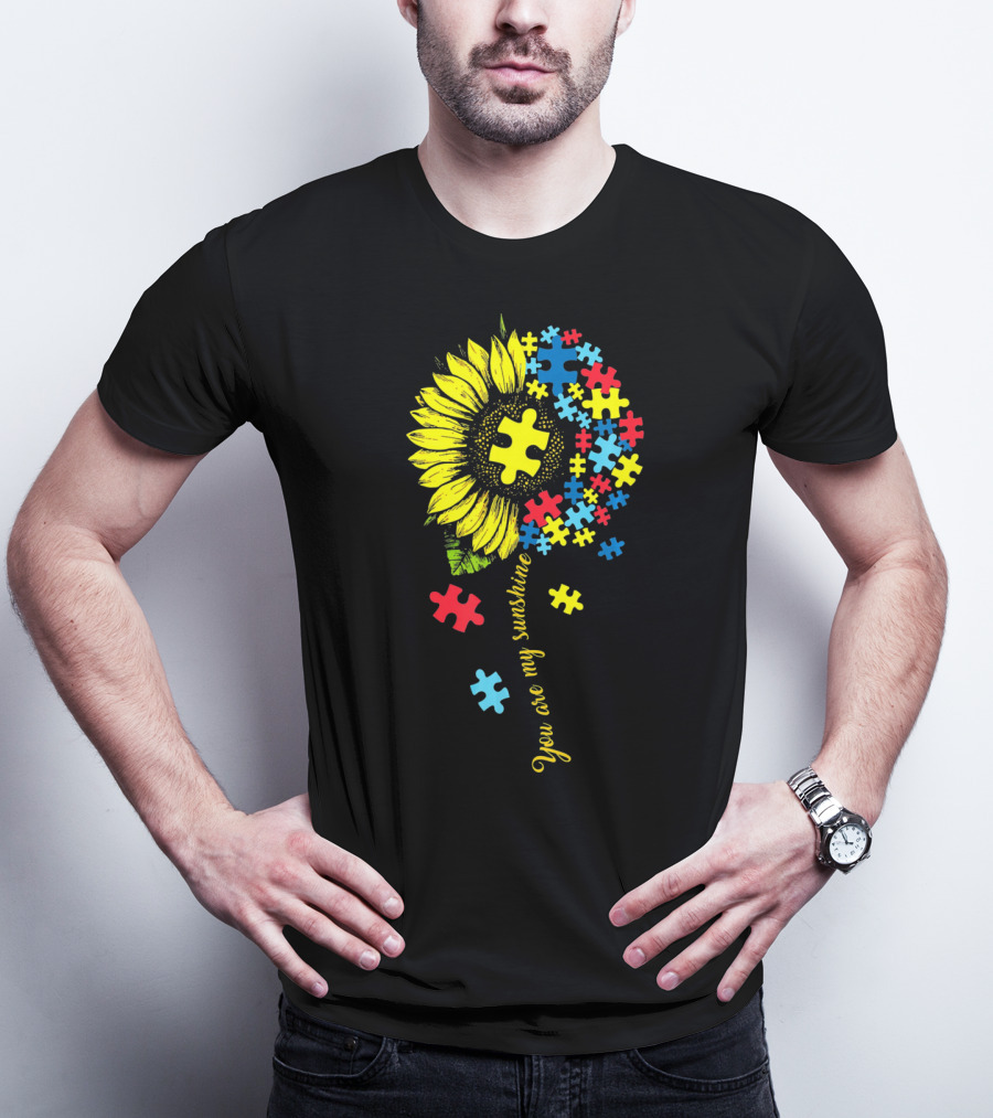 You Are My Sunshine Autism Sunflower Puzzle Pieces T-Shirt