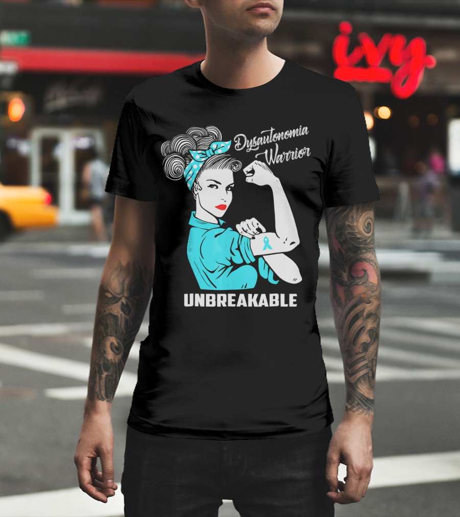 Dysautonomia Warrior Unbreakable Retro Rosie The Riveter T-Shirt