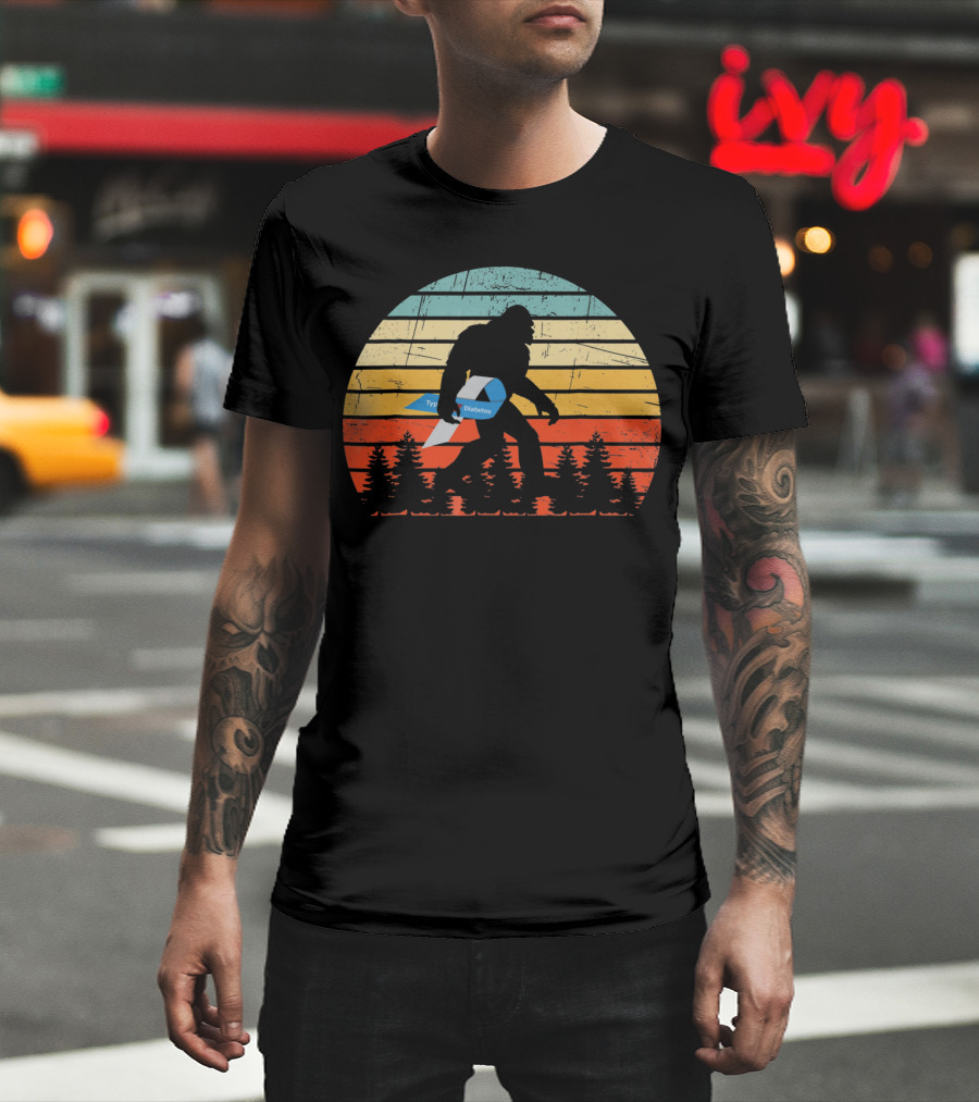 Funny Bigfoot Type 1 Diabetes T1D Retro T-Shirt