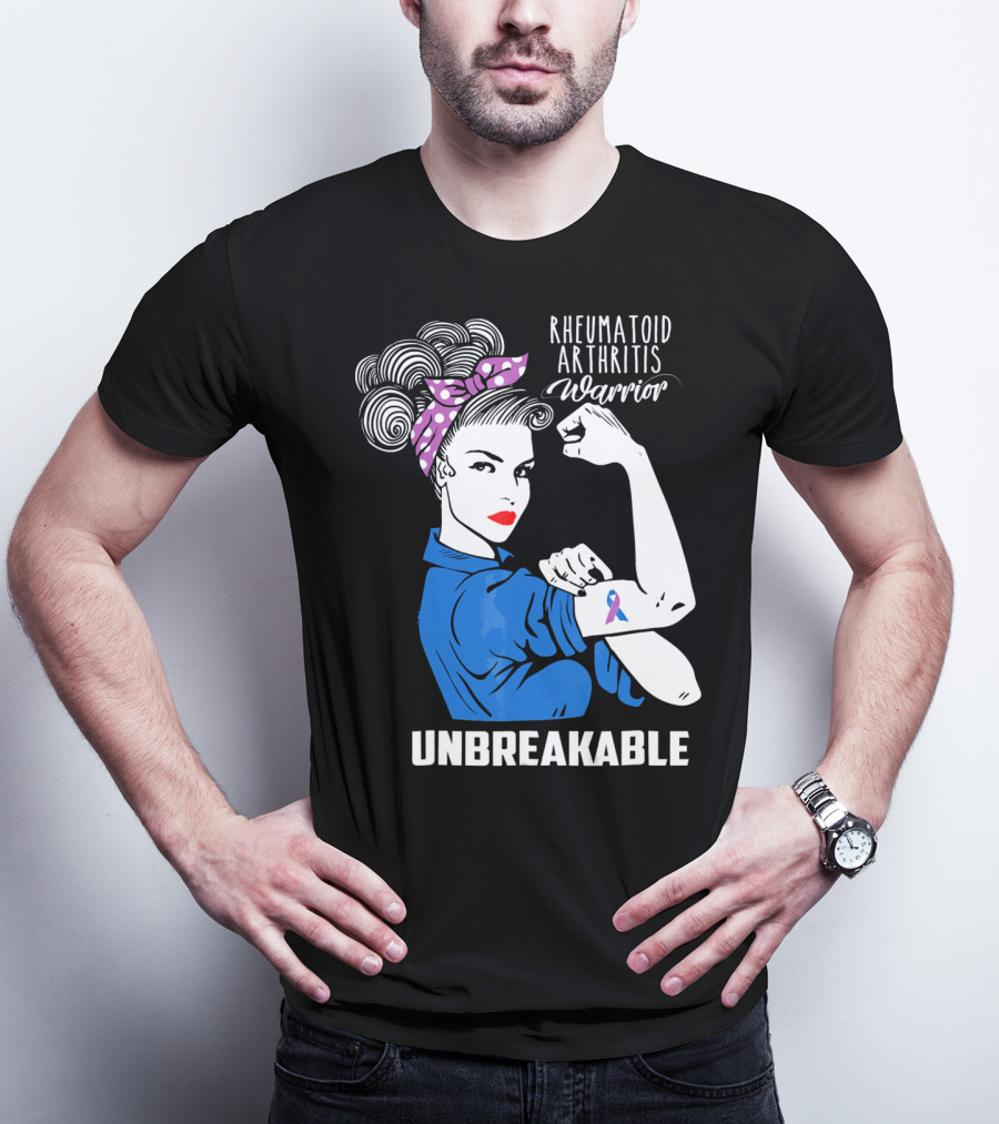 Rheumatoid Arthritis Warrior Unbreakable Rosie Riveter T-Shirt