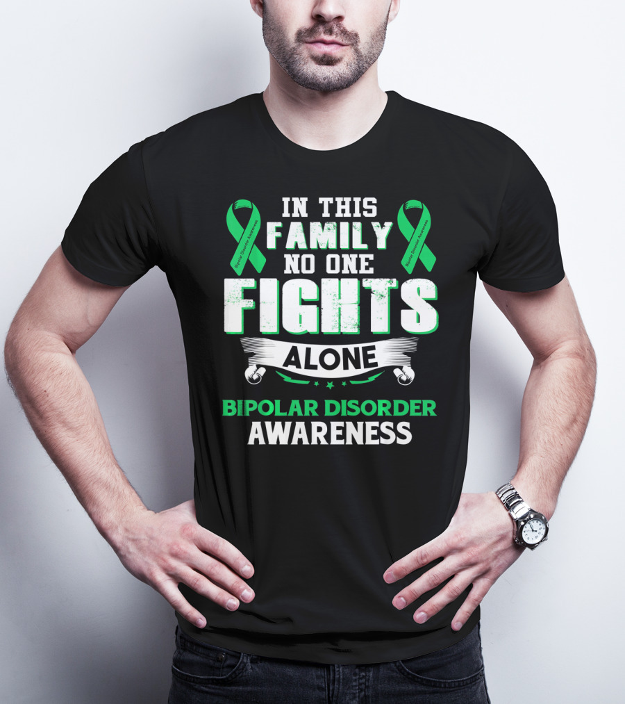 In This Family No One Fights Alone Bipolar Disorder Awareness T-Shirt