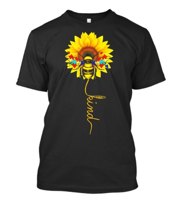 Bee Kind Autism Awareness Sunflower Puzzle T-Shirt