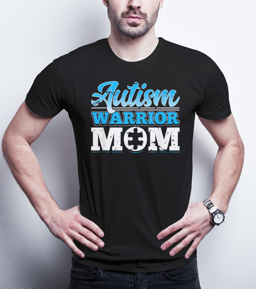 Autism Warrior Mom Awareness Puzzle Piece T-Shirt