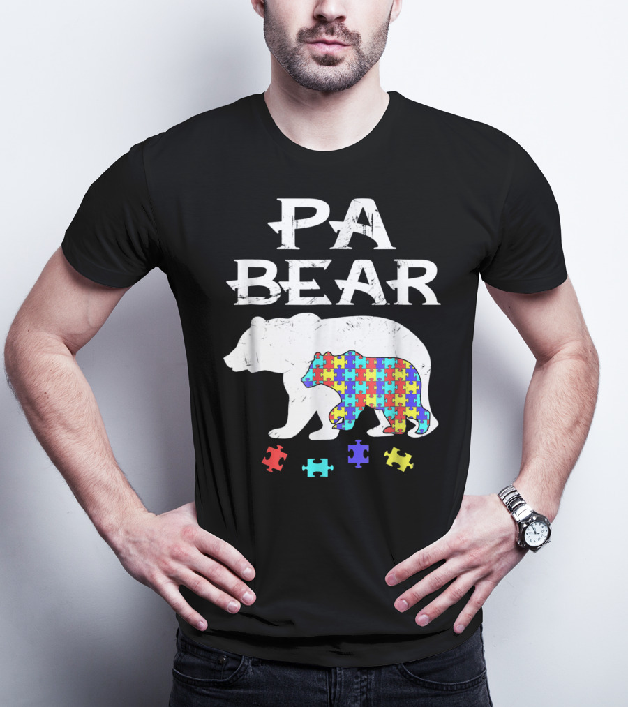 PA Bear With Autism Awareness Puzzle Pieces T-Shirt