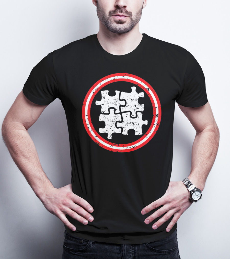 Captain Autism Awareness Puzzle Shield T-Shirt