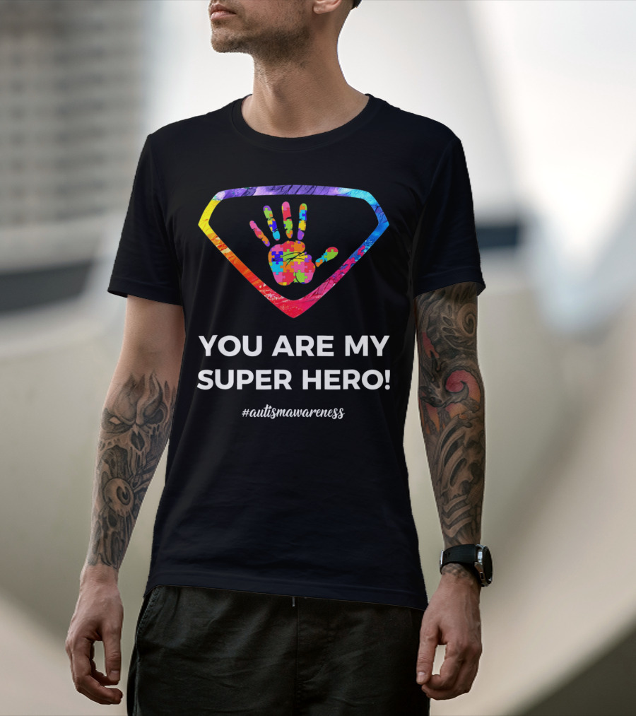 You Are My Superhero Autism Awareness Handprint Puzzle T-Shirt
