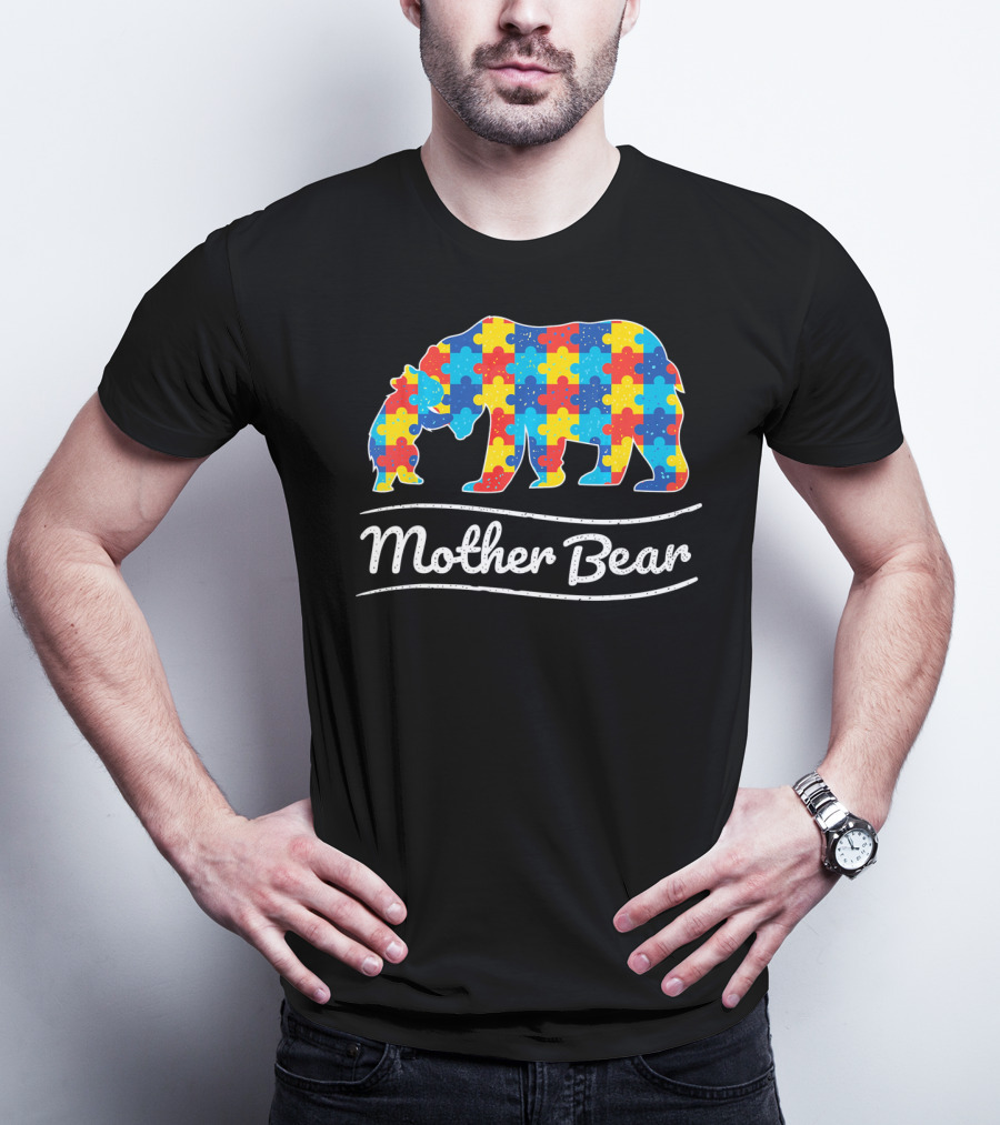 Mother Bear Autism Puzzle Awareness T-Shirt
