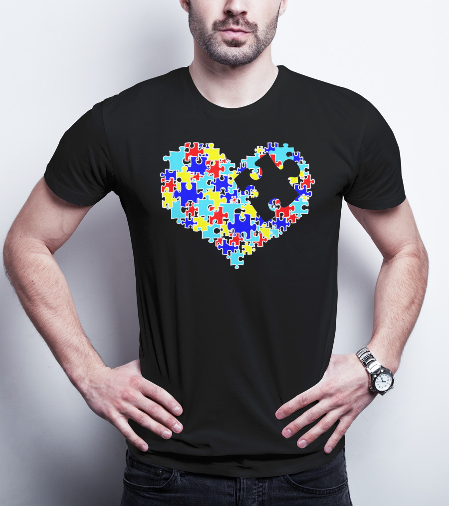 Autism Puzzle Piece Heart Multicolor Symbol For Auti T-Shirt