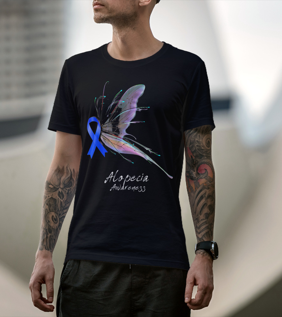 Alopecia Awareness Butterfly Blue T-Shirt