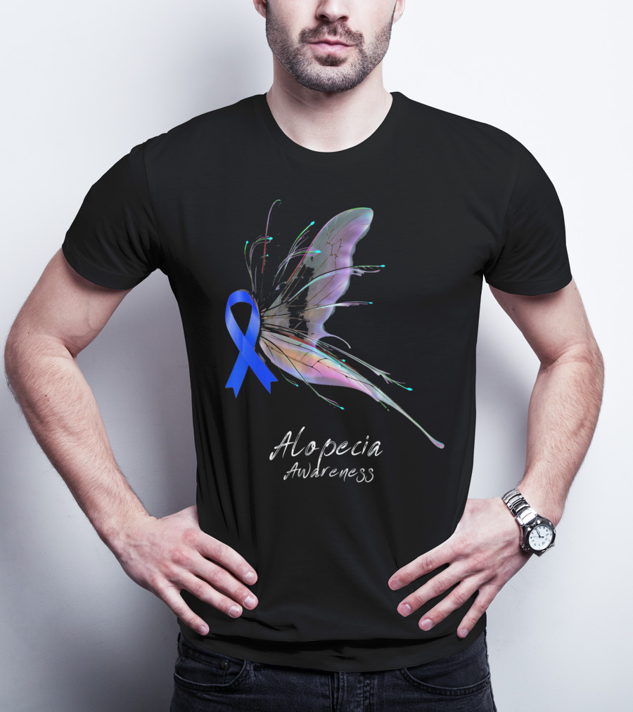 Alopecia Awareness Butterfly Blue T-Shirt