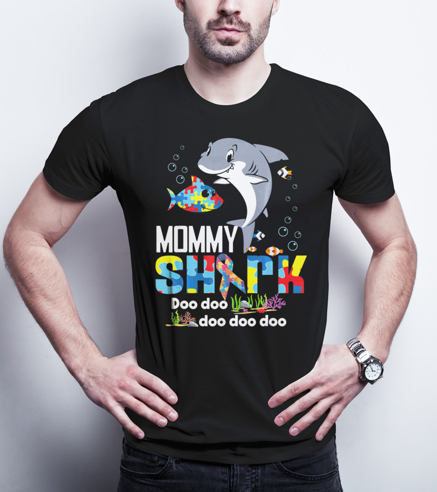 Mommy Shark Autism Doo Doo Doo Autism Puzzle T-Shirt