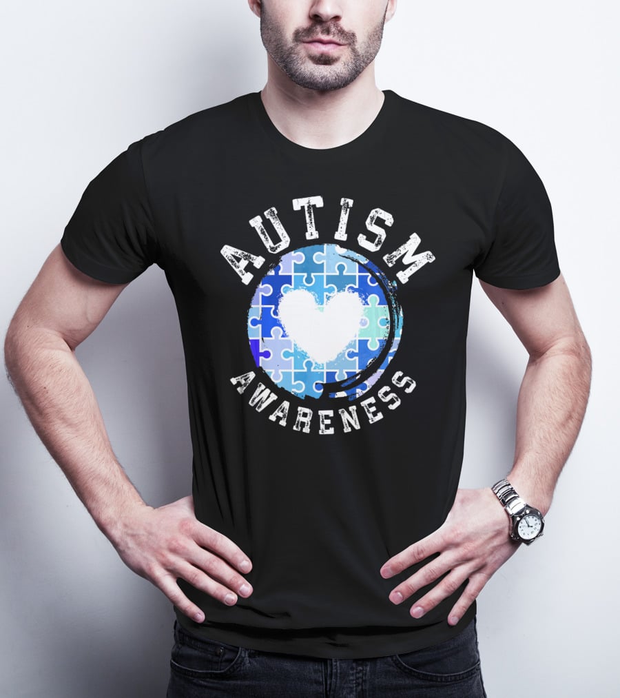Autism Awareness Heart Puzzle T-Shirt