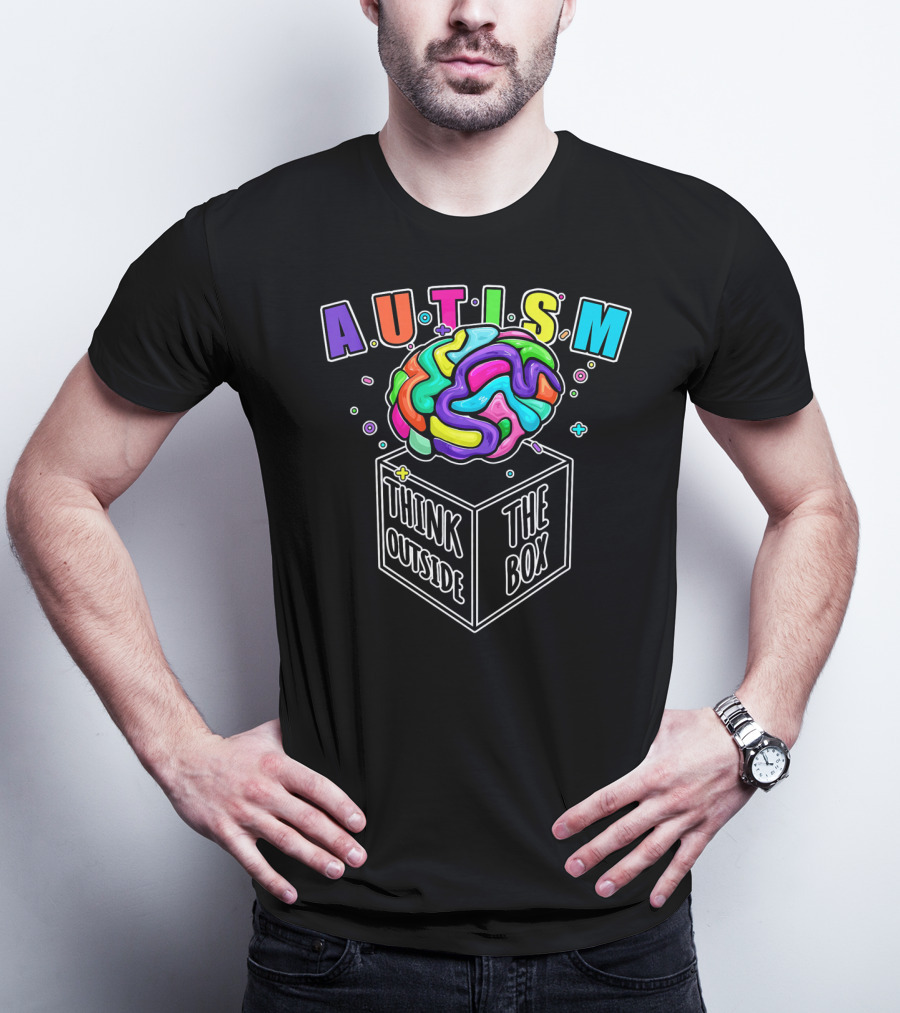 Autism Think Outside The Box Brain Puzzle Pieces T-Shirt