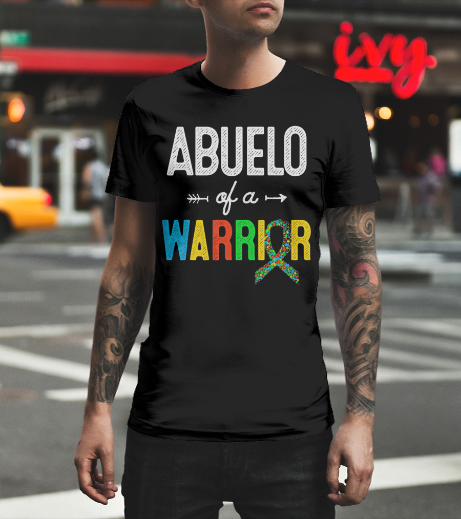 Abuelo Of A Warrior Autism Awareness Puzzle T-Shirt