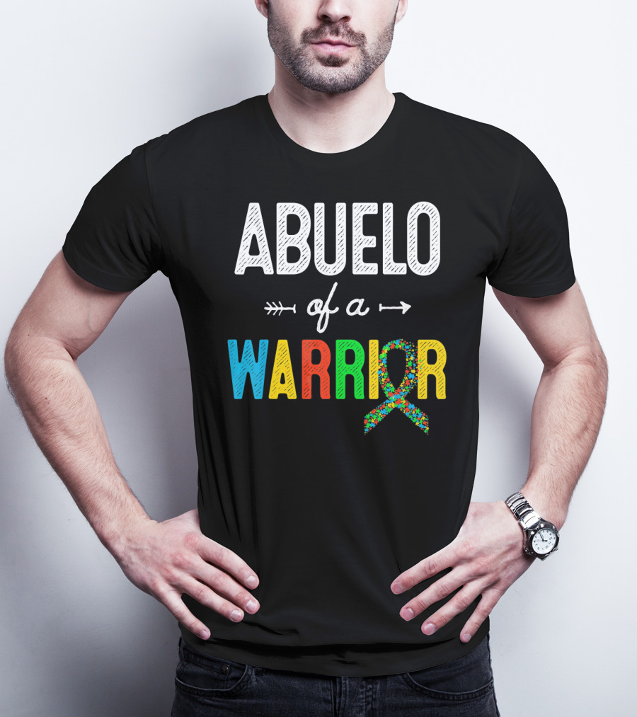Abuelo Of A Warrior Autism Awareness Puzzle T-Shirt