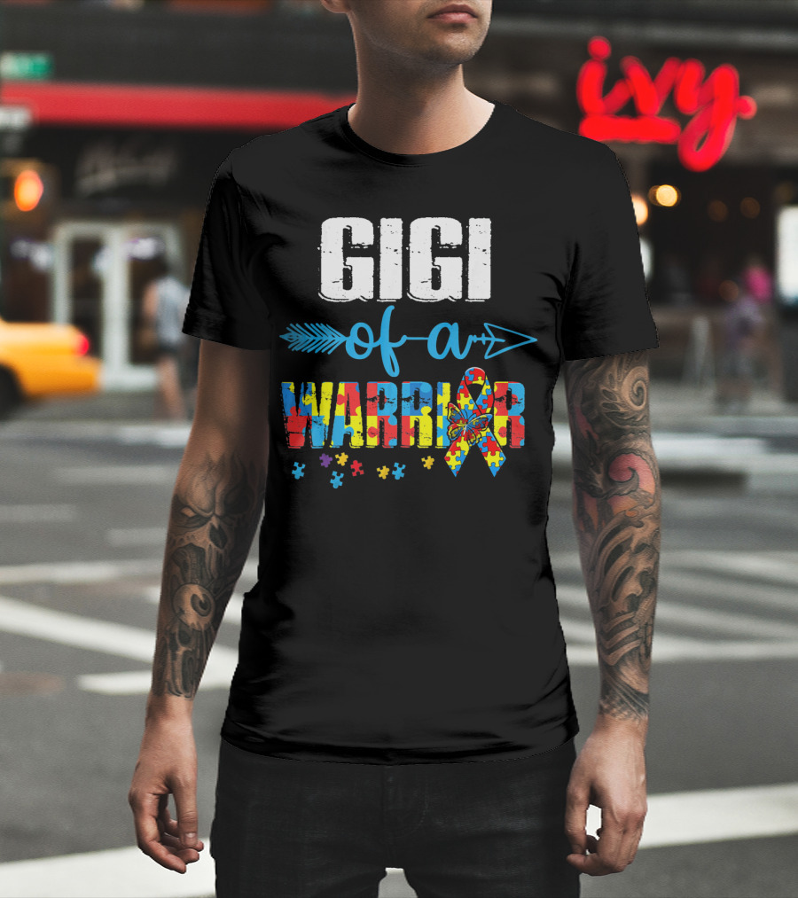 Gigi Of A Warrior Autism Awareness Puzzle T-Shirt