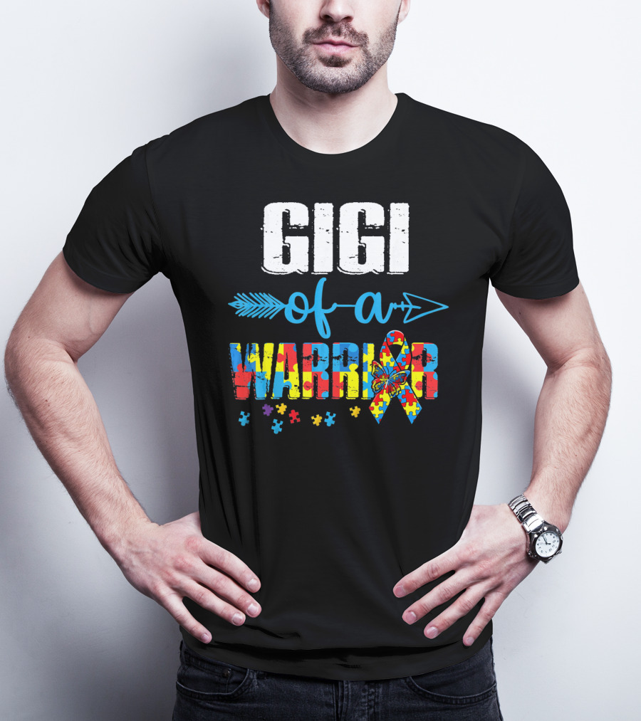 Gigi Of A Warrior Autism Awareness Puzzle T-Shirt