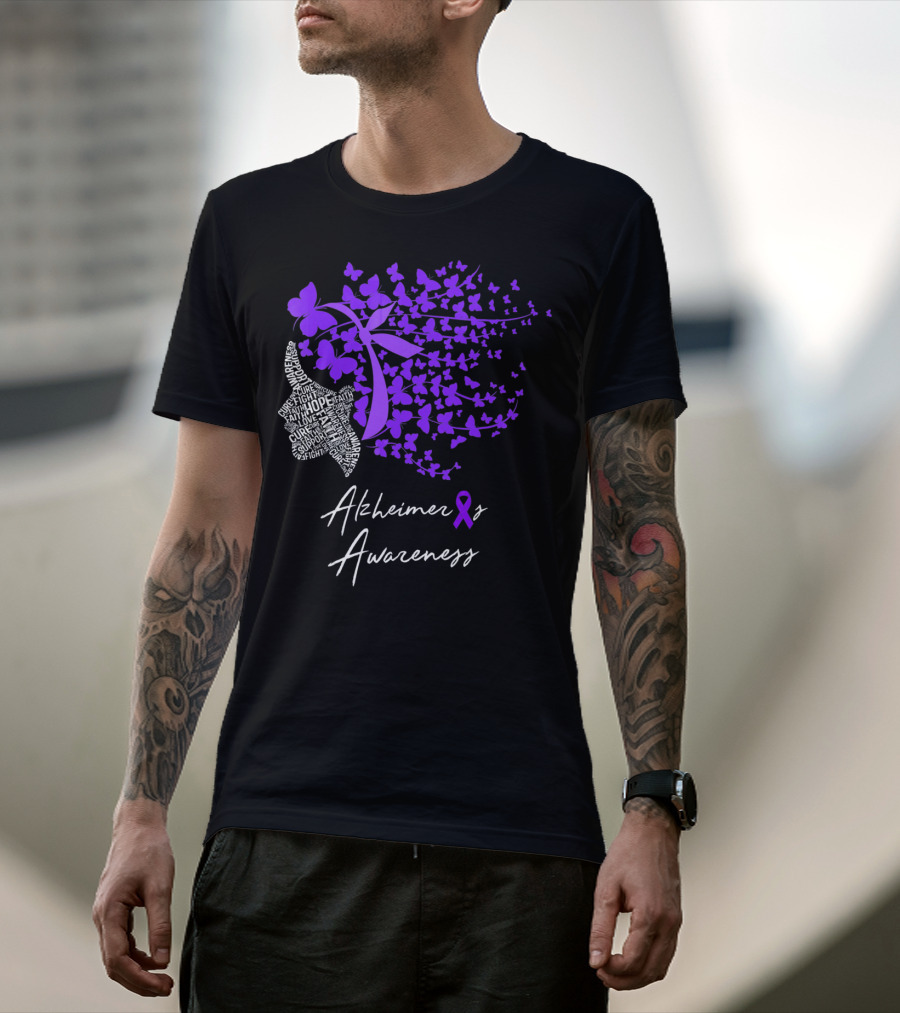 Alzheimers Awareness Hope Courage Faith Empowerment Butterfly T-Shirt