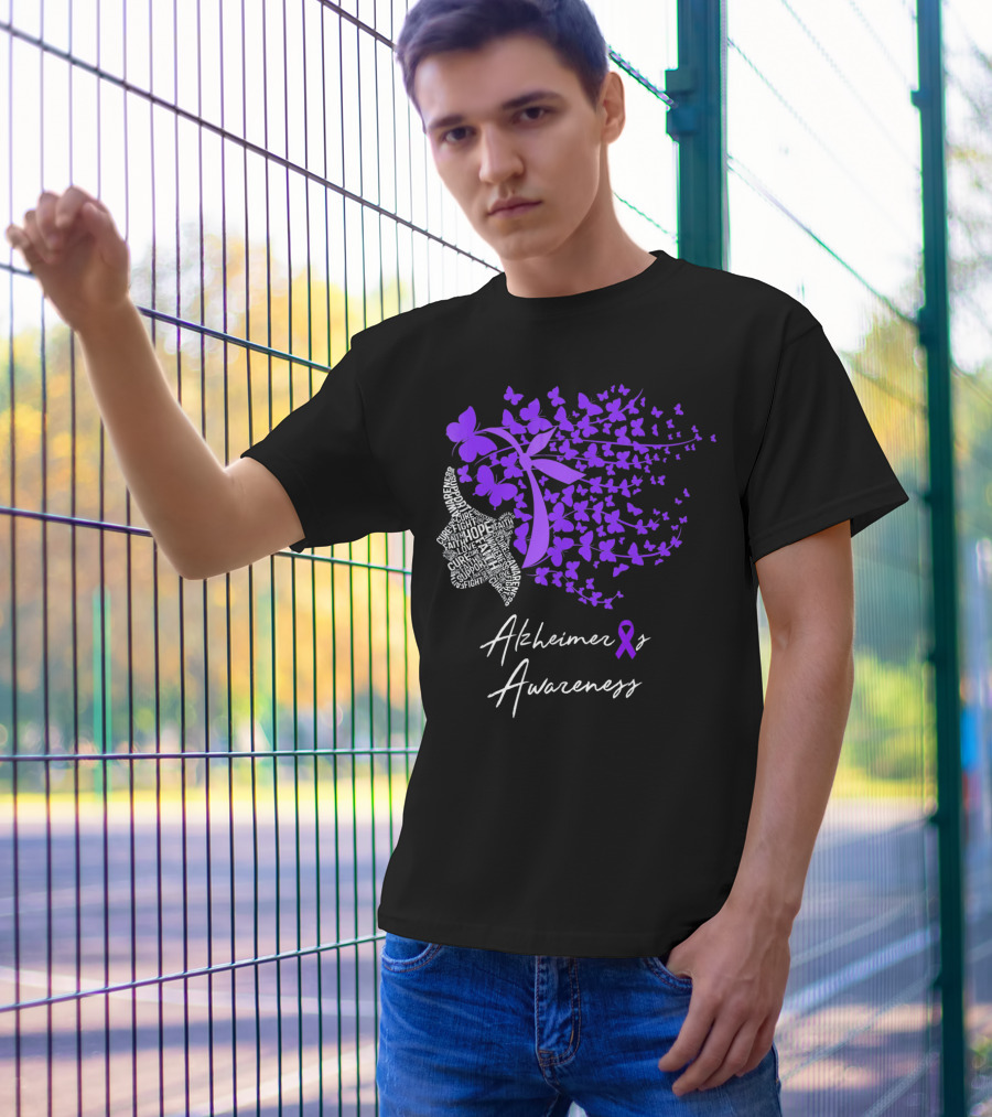 Alzheimers Awareness Hope Courage Faith Empowerment Butterfly T-Shirt