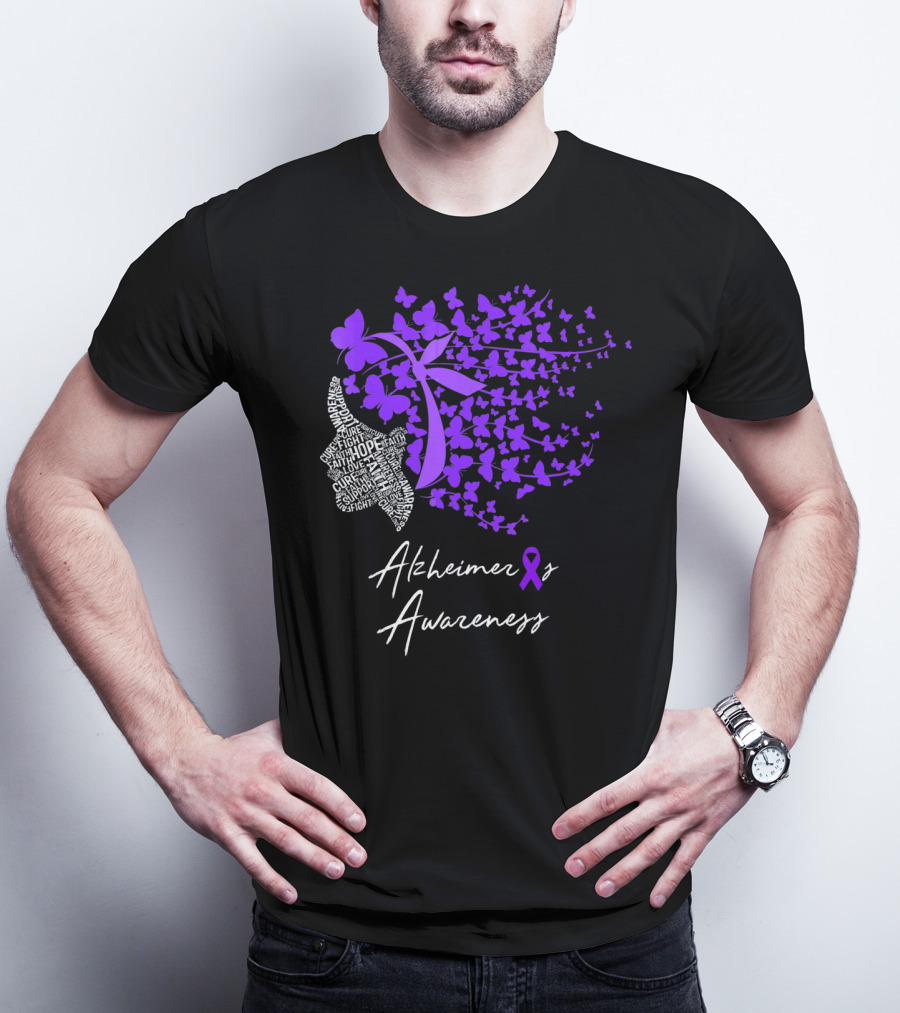Alzheimers Awareness Hope Courage Faith Empowerment Butterfly T-Shirt