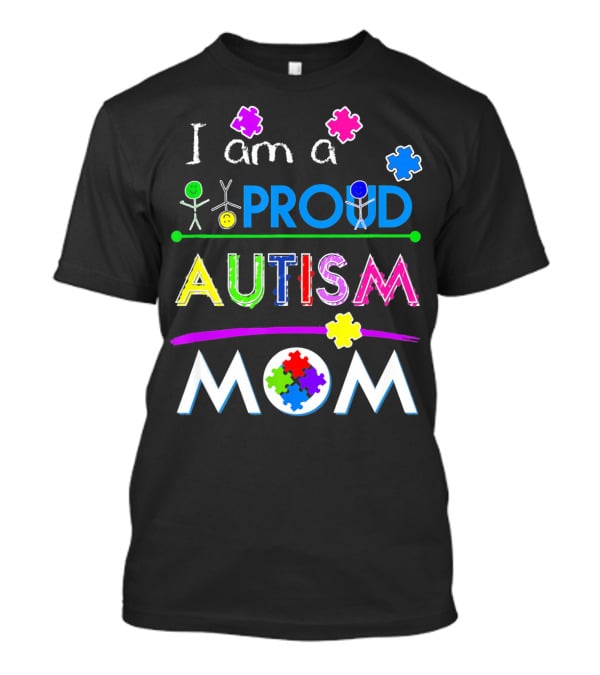 I Am A Proud Autism Mom Puzzle Pieces T-Shirt