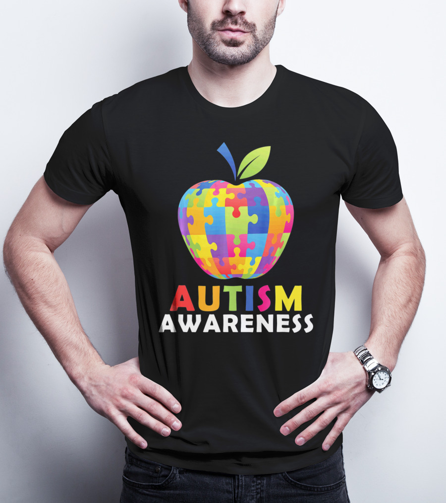 Autism Awareness Puzzle Piece Apple T-Shirt