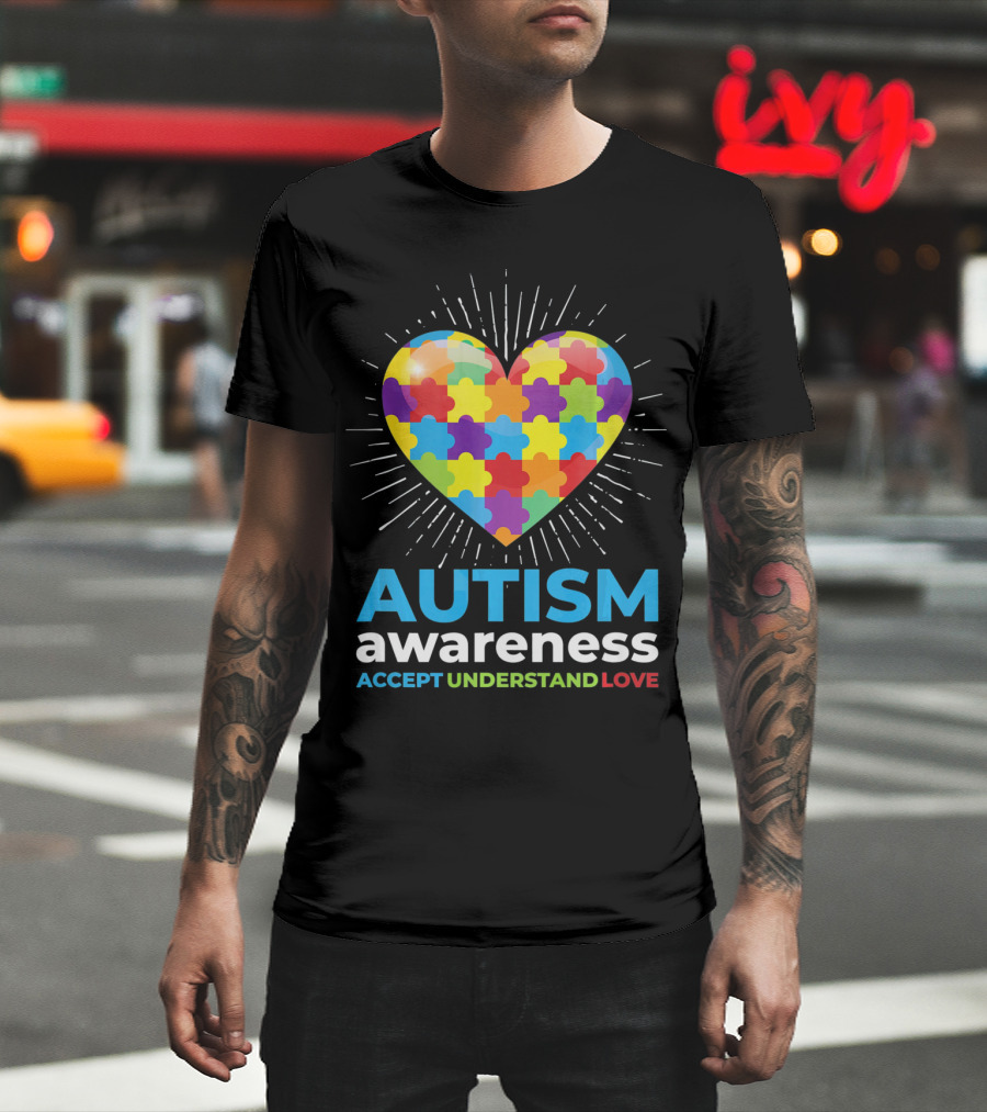 Autism Awareness Day Heart Puzzle Accept Understand Love T-Shirt