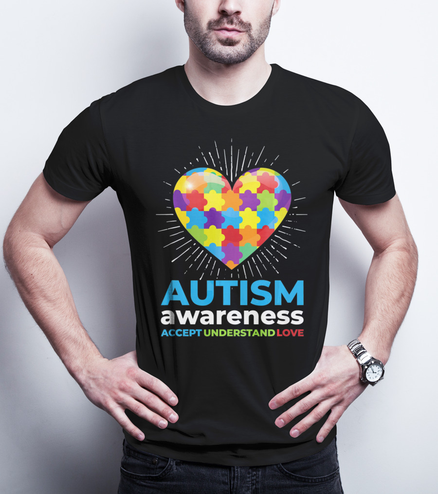 Autism Awareness Day Heart Puzzle Accept Understand Love T-Shirt