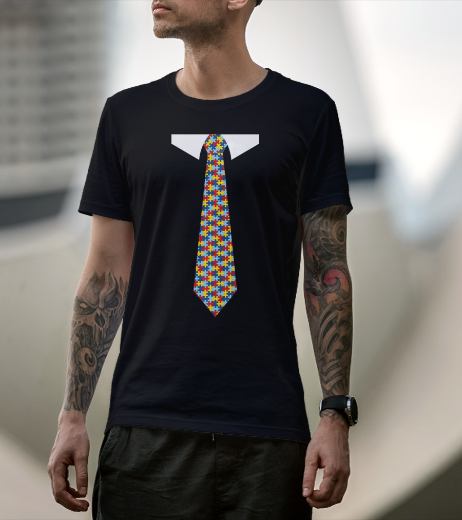 Autism Awareness Puzzle Tie T-Shirt