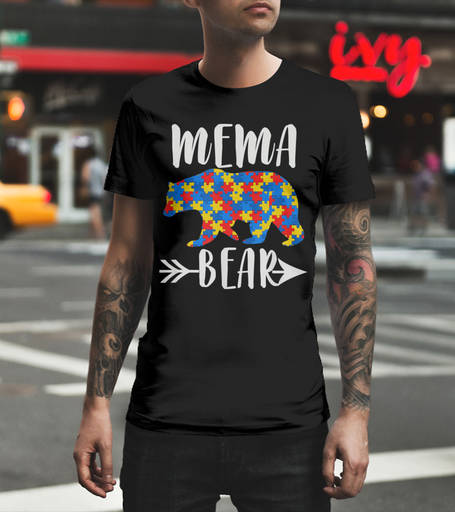 Mema Bear Autism Awareness Puzzle T-Shirt