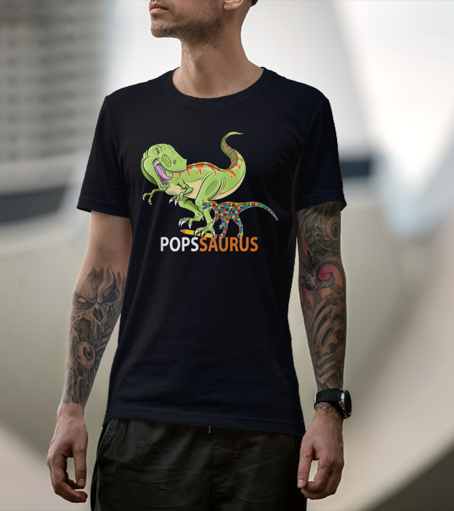 POPS Saurus Auntsaurus Autism Dinosaur Puzzle T-Shirt