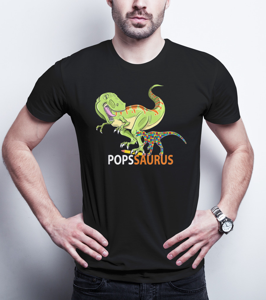 POPS Saurus Auntsaurus Autism Dinosaur Puzzle T-Shirt