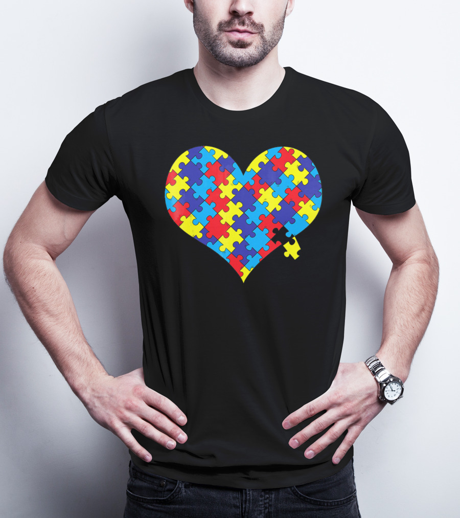 Colorful Autism Awareness Heart Puzzle T-Shirt