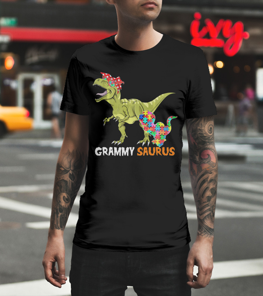 Grammy Saurus Dinosaur Puzzle Piece Hug T-Shirt