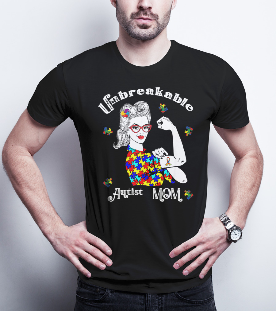 Unbreakable Autist Mom Puzzle Piece T-Shirt