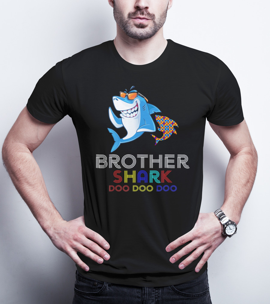 Brother Shark Doo Doo Doo Autism Awareness T-Shirt