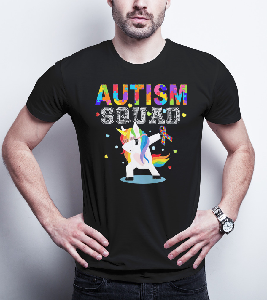Autism Squad Unicorn Ribbon Autism Awareness T-Shirt