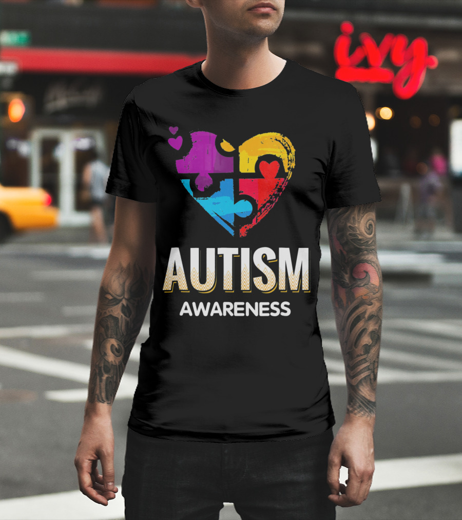 Autism Awareness Love Puzzle Heart T-Shirt