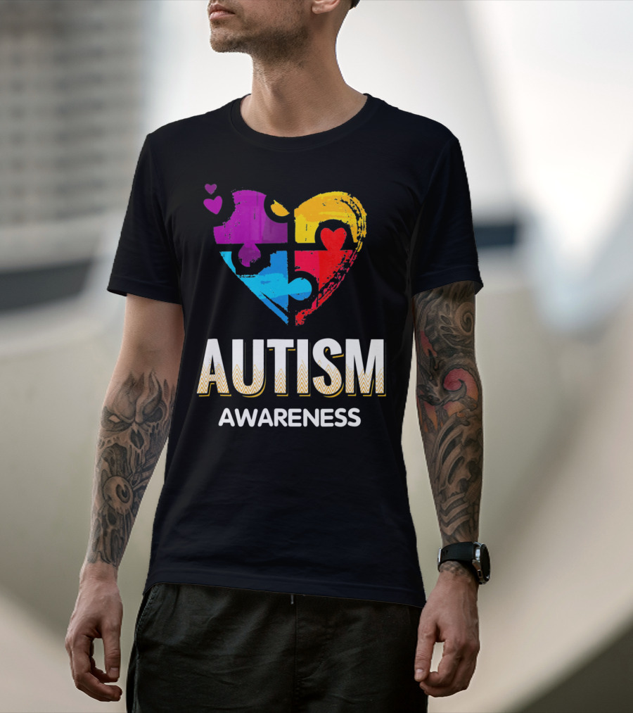 Autism Awareness Love Puzzle Heart T-Shirt