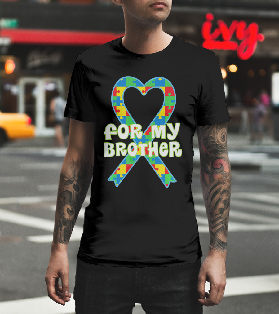 For My Brother Autism Awareness Puzzle T-Shirt