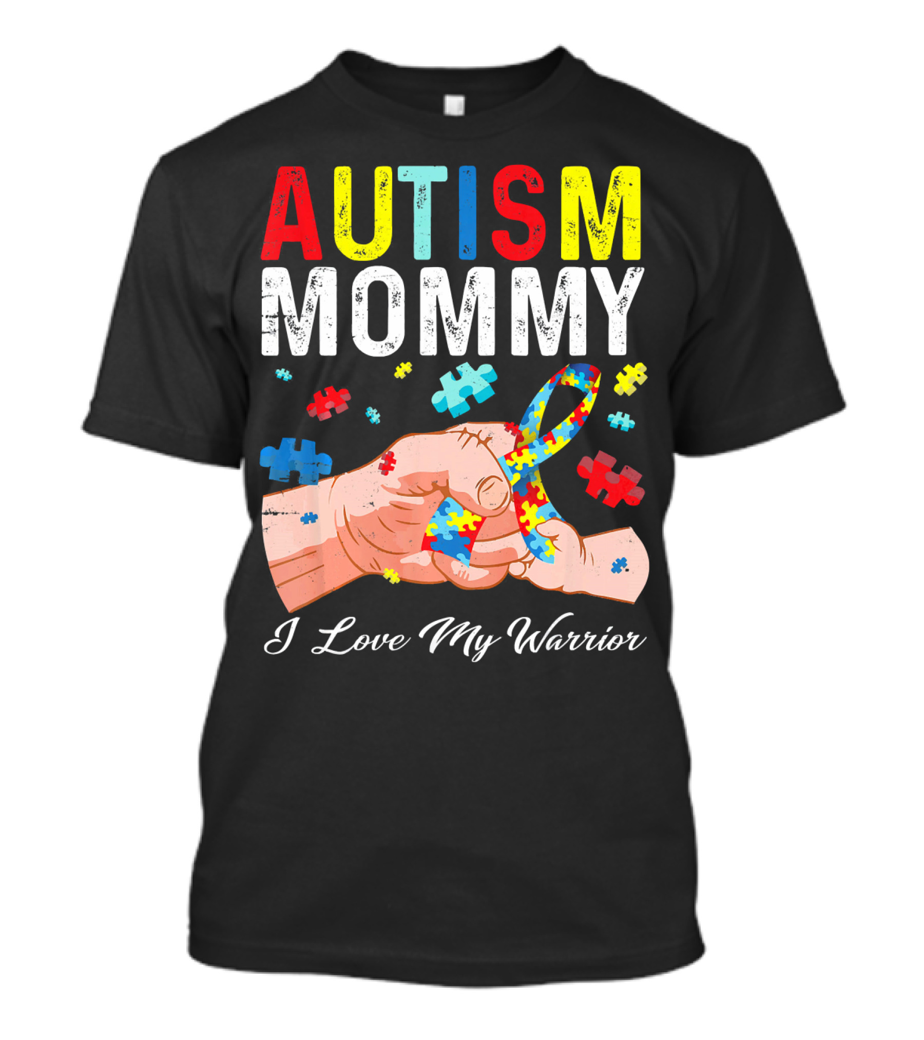 Autism Mommy I Love My Warrior Puzzle T-Shirt