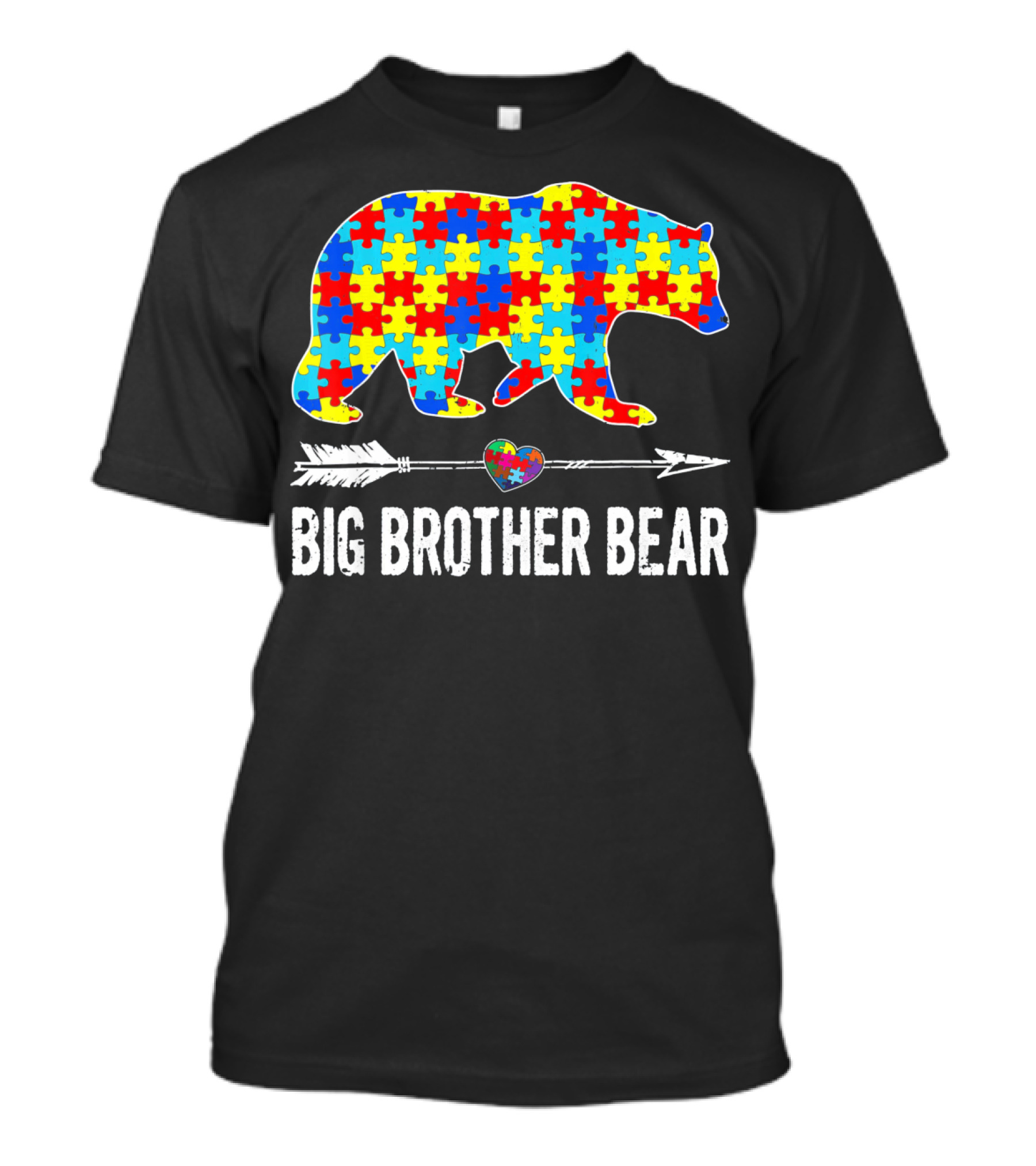 Big Brother Bear Autism Puzzle Heart Awareness T-Shirt
