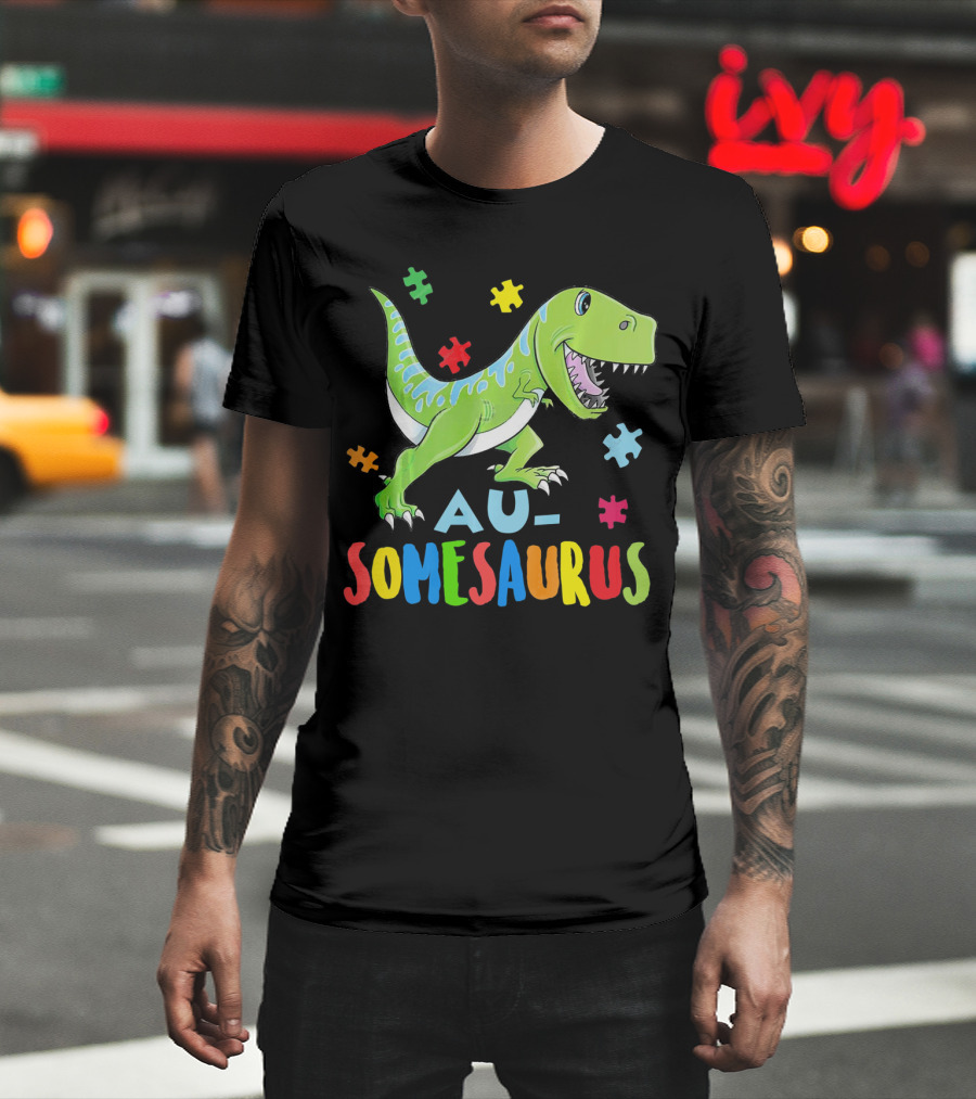Ausomesaurus Dinosaur Autism Awareness T-Shirt