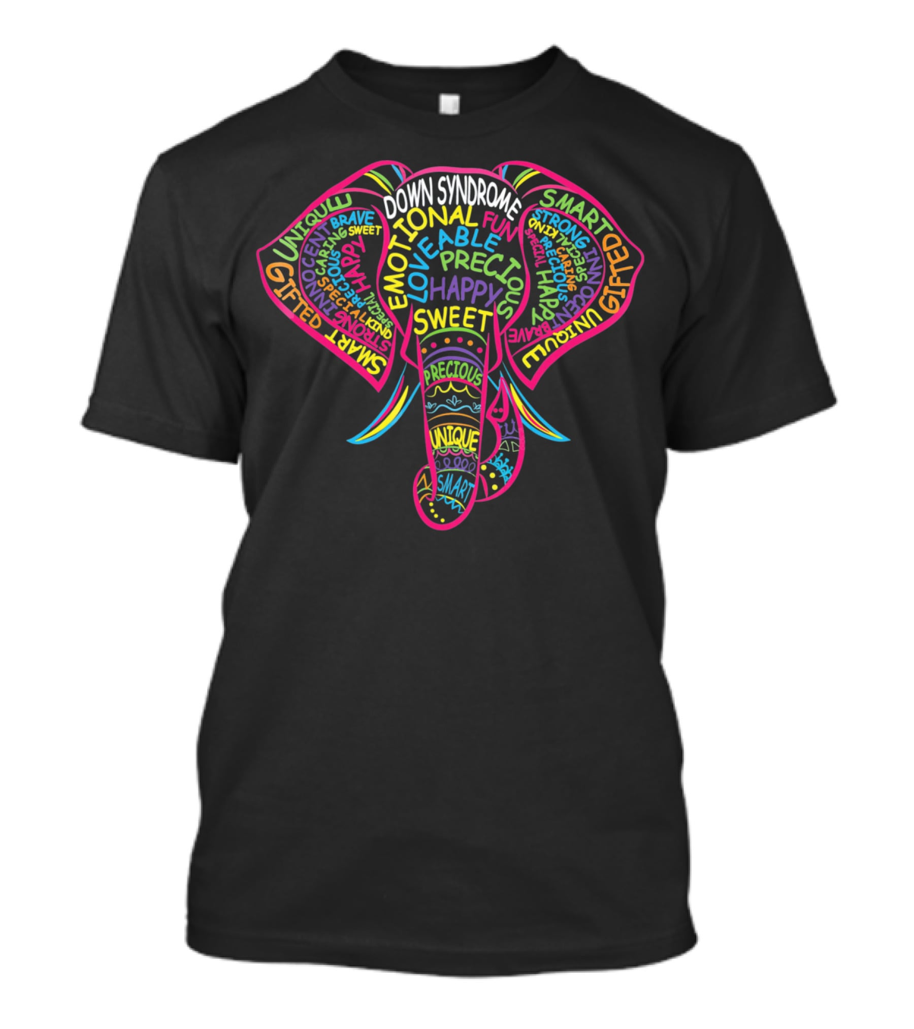 Down Syndrome Inspirational Words Elephant T-Shirt