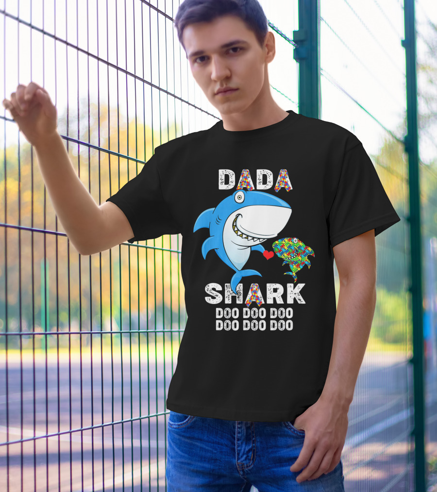 Dada Shark Autism Awareness Doo Doo Doo T-Shirt