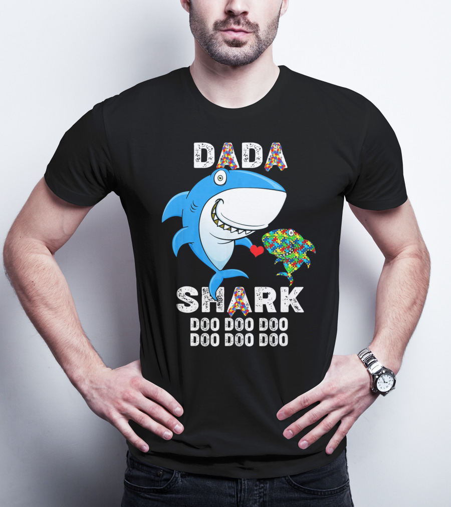 Dada Shark Autism Awareness Doo Doo Doo T-Shirt